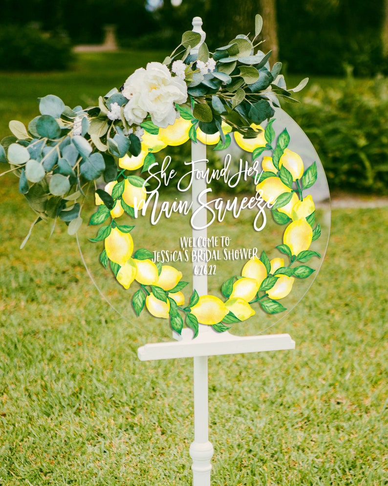 Bridal Shower Welcome Sign Lemon Theme Main Squeeze Round | Etsy