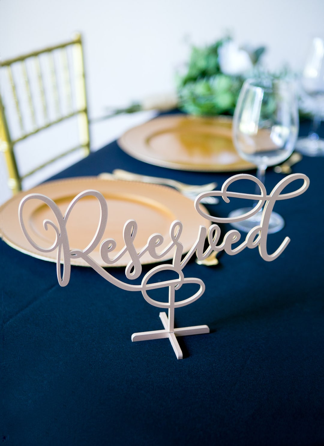 Wood Standing Reserved Table Sign for Wedding Custom Painted Gold or ...