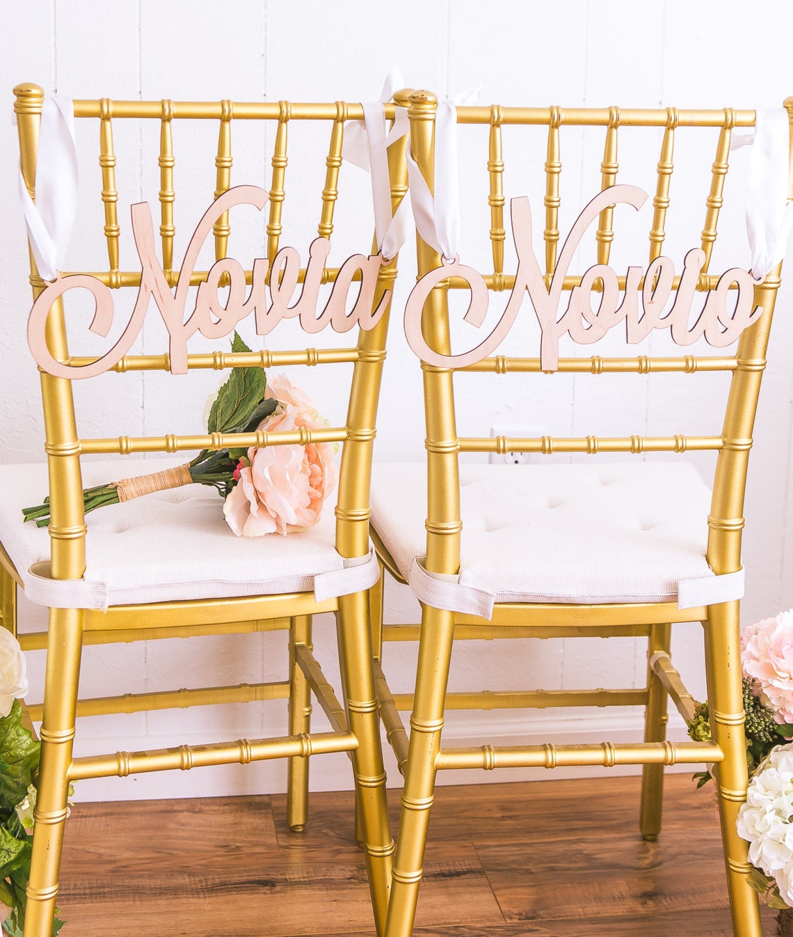 Novia and Novio Chair Signs for Wedding Hanging Chair Signs | Etsy
