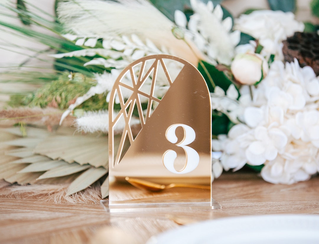 Gold Arch Table Numbers Wedding Geometric Modern Party Event Decor ...
