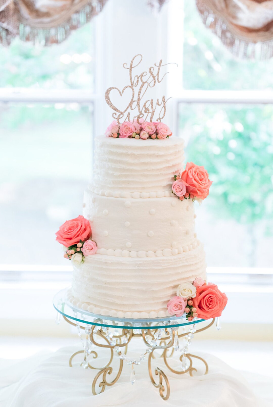 Wedding Cake Topper Best Day Ever Floating Topper Glitter Wedding ...