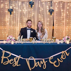 Wedding Ceremony Sign, Hanging best Day Ever Sign for Above Altar Arch ...