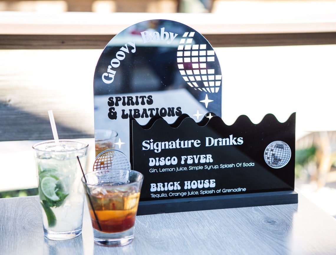 Disco Signature Drinks Sign for Party Bar Sign Customizable - Etsy