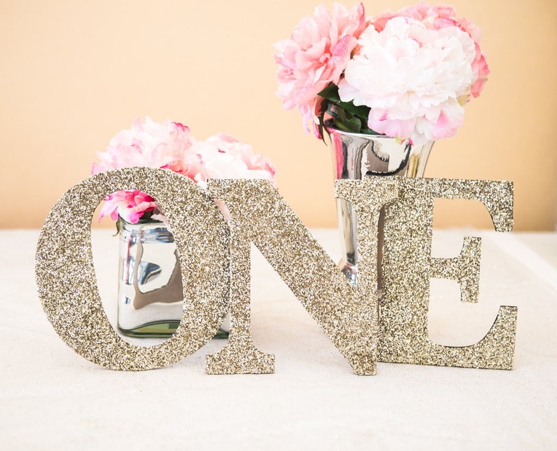ONE Sign First Birthday Sign in Glitter Wooden ONE Letters - Etsy