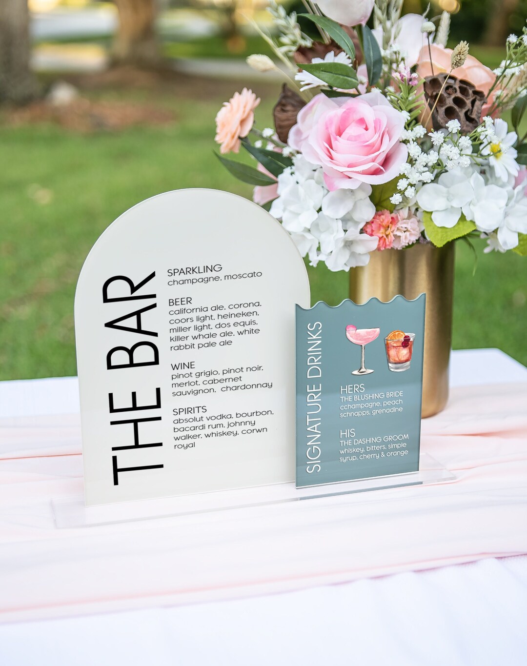 Acrylic Bar Sign Menu Set for Wedding or Shower Signature Drink Sign ...