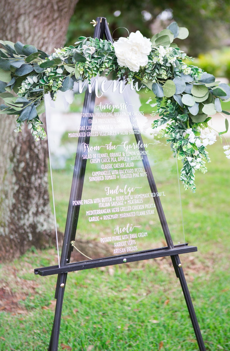 Custom Wedding Menu Sign Clear Painted for Wedding Display - Etsy