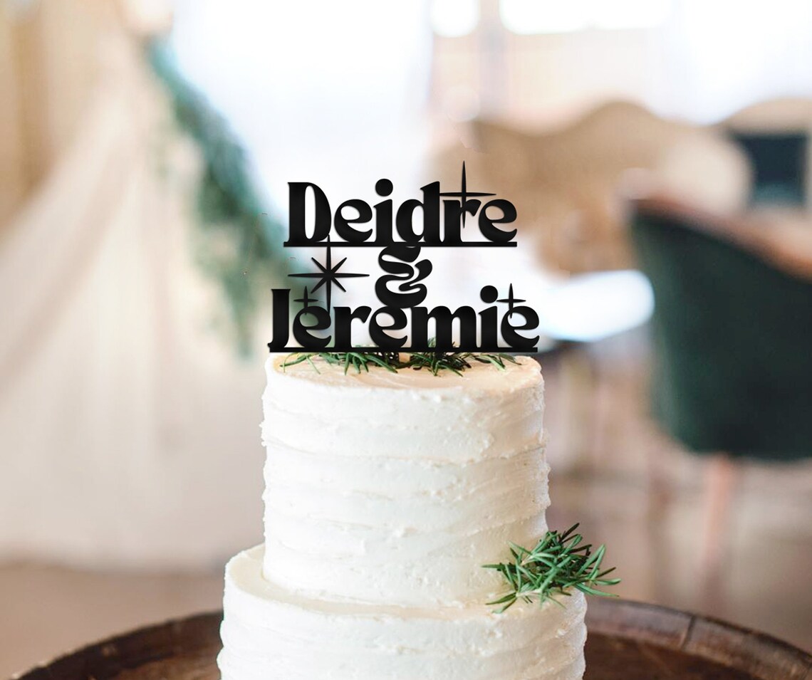 Retro Cake Topper Wedding Midcentury Modern Mod Cake Topper Minimalist ...