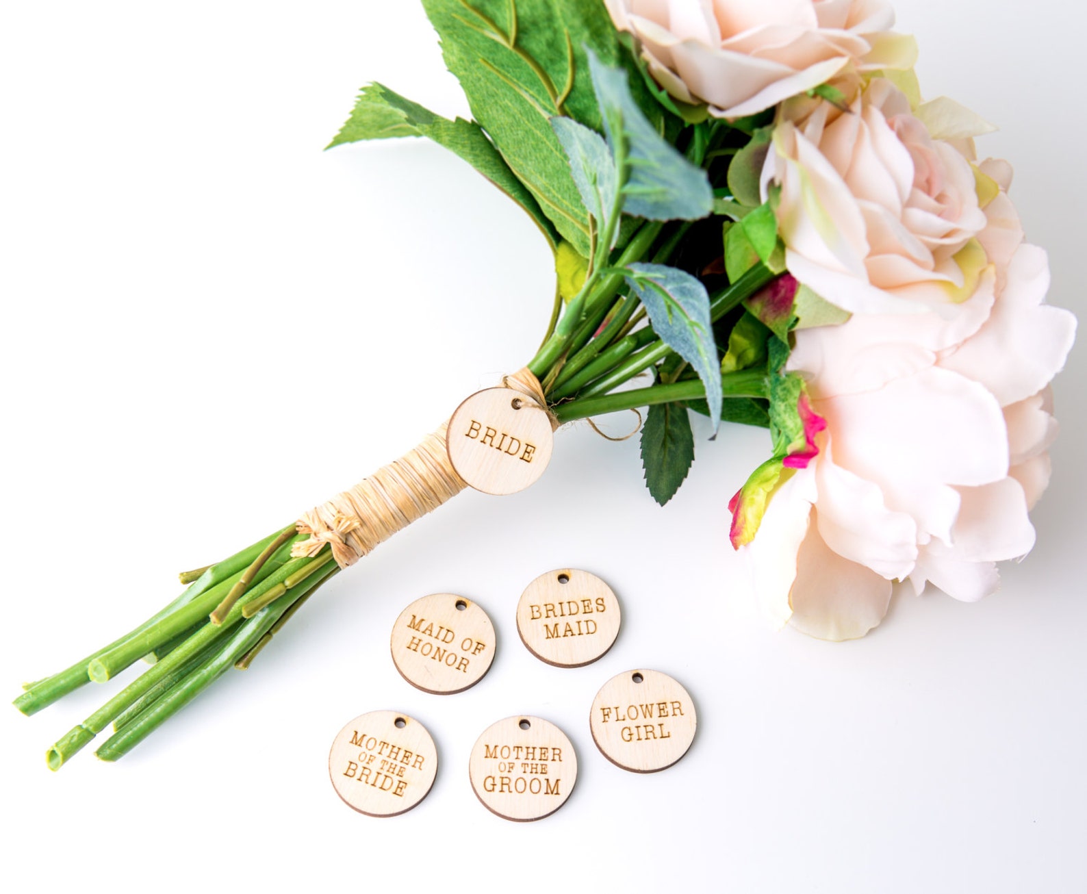 Bridal Bouquet bride Charm Tag Rustic Wooden | Etsy