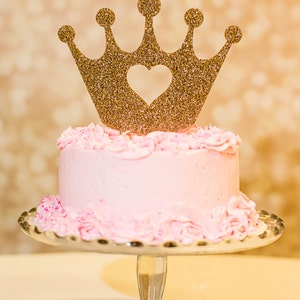 Cake Topper Princess Crown Birthday, Gold Glitter Girls' Birthday Party ...