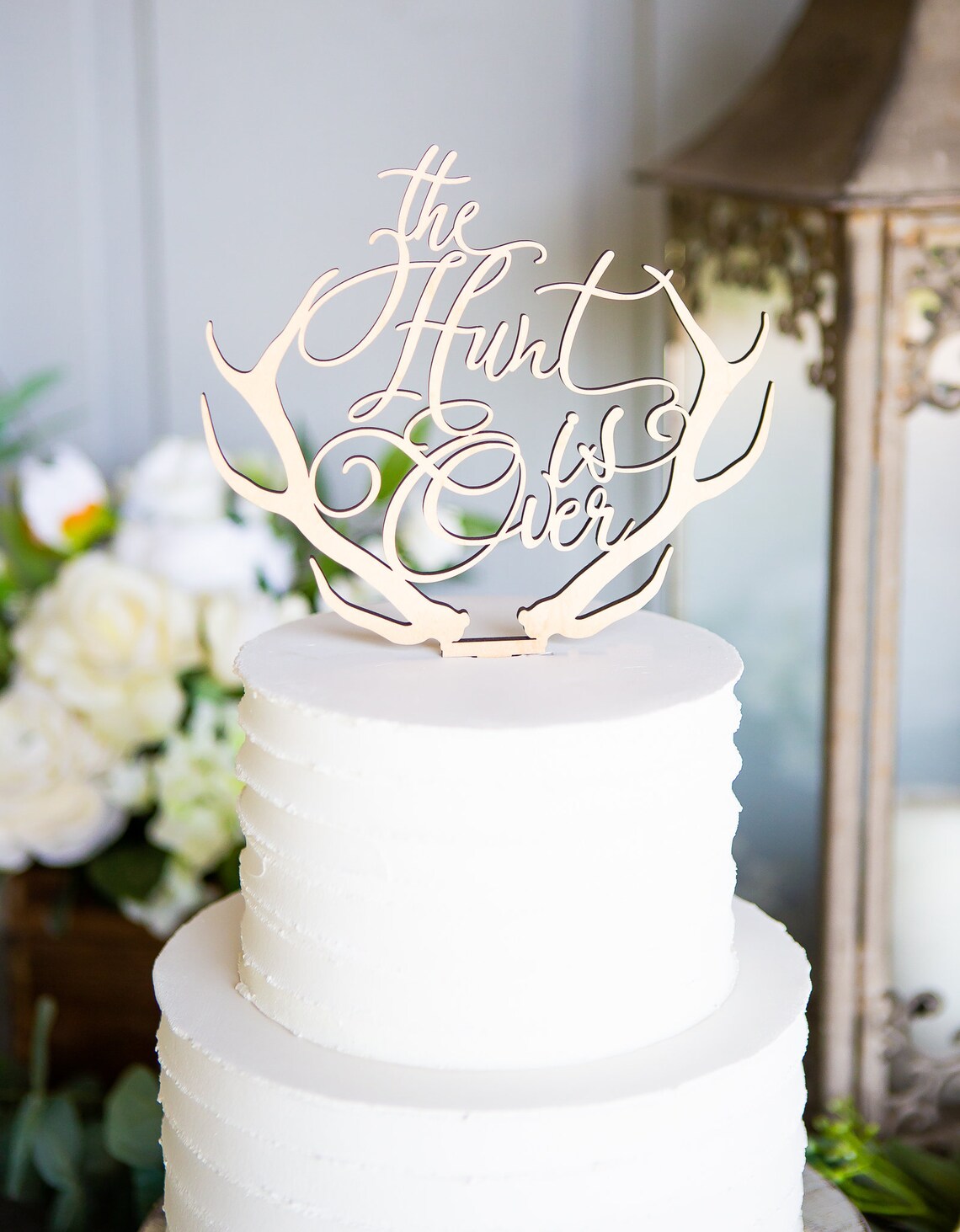 Wedding Cake Topper Hunting Themed Rustic Cake Topper Deer Antlers ...