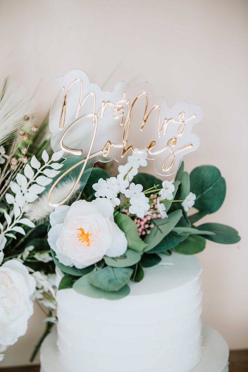Wedding Cake Topper Name Cake Topper Last Name Gold Clear - Etsy