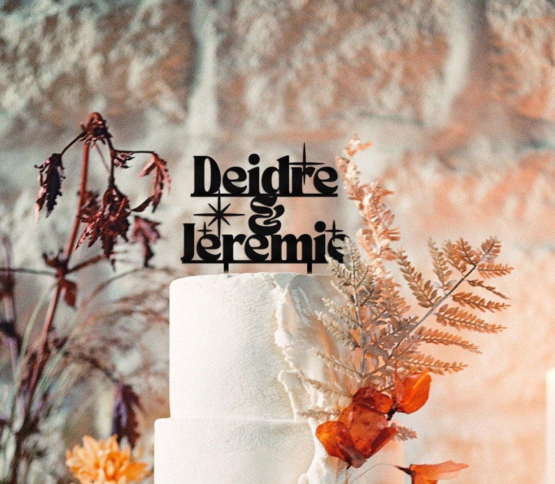 Retro Cake Topper Wedding Midcentury Modern Mod Cake Topper Minimalist ...