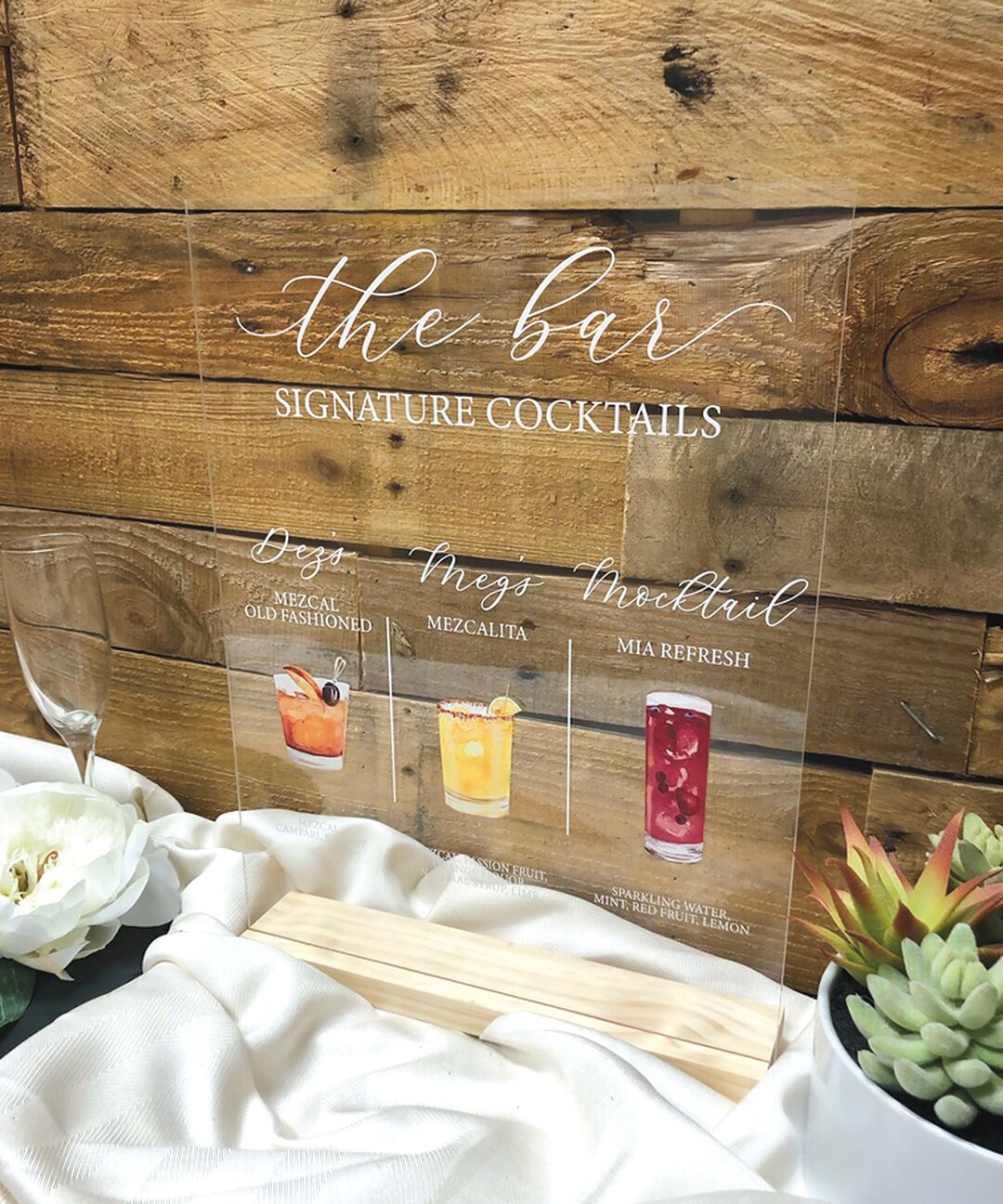 Drink Menu Sign for Wedding or Party Bar Sign, Signature Drinks Wedding ...