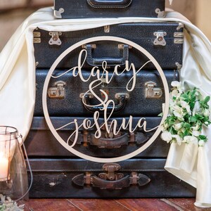 Wedding Ring Sign With Names, Personalized Wedding Sign Hoop Style ...