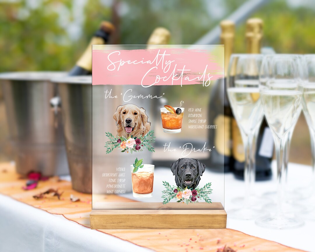 Dog Drink Sign With Custom Dogs, Signature Drink Wedding Sign YOUR ...