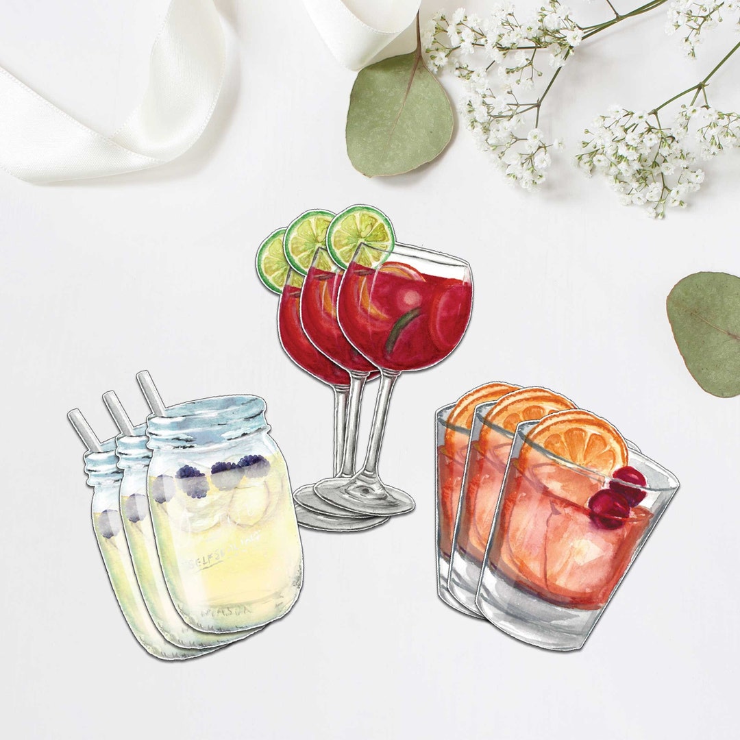 Cocktail Stickers for DIY Wedding Bar Sign, Signature Drinks Stickers ...