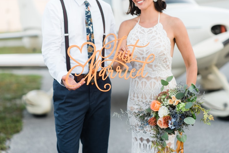 Wedding Photo Prop Just Married Wedding Sign Painted Sign for - Etsy