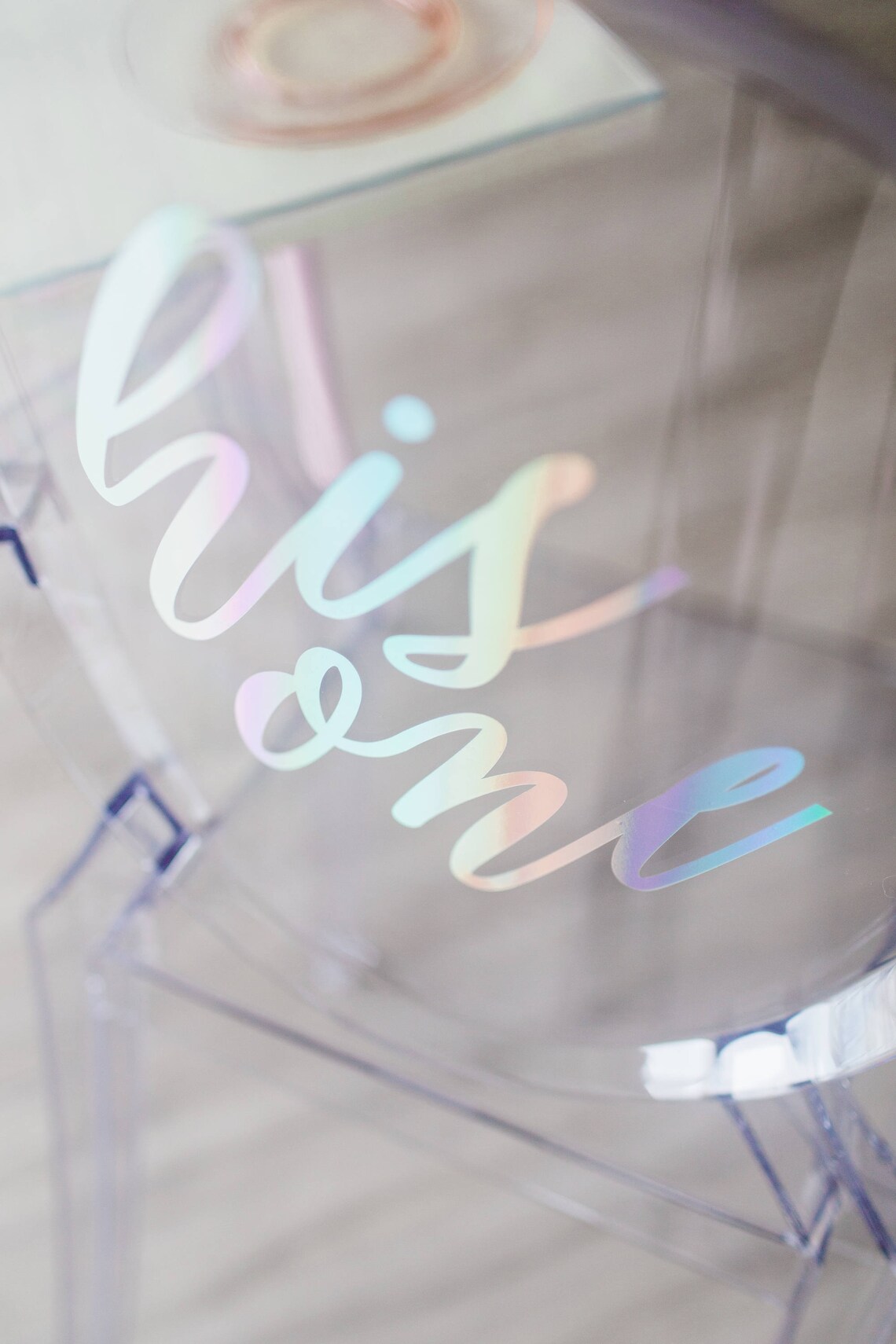 Wedding Chair Decal Stickers Iridescent Clear Ghost Wedding | Etsy