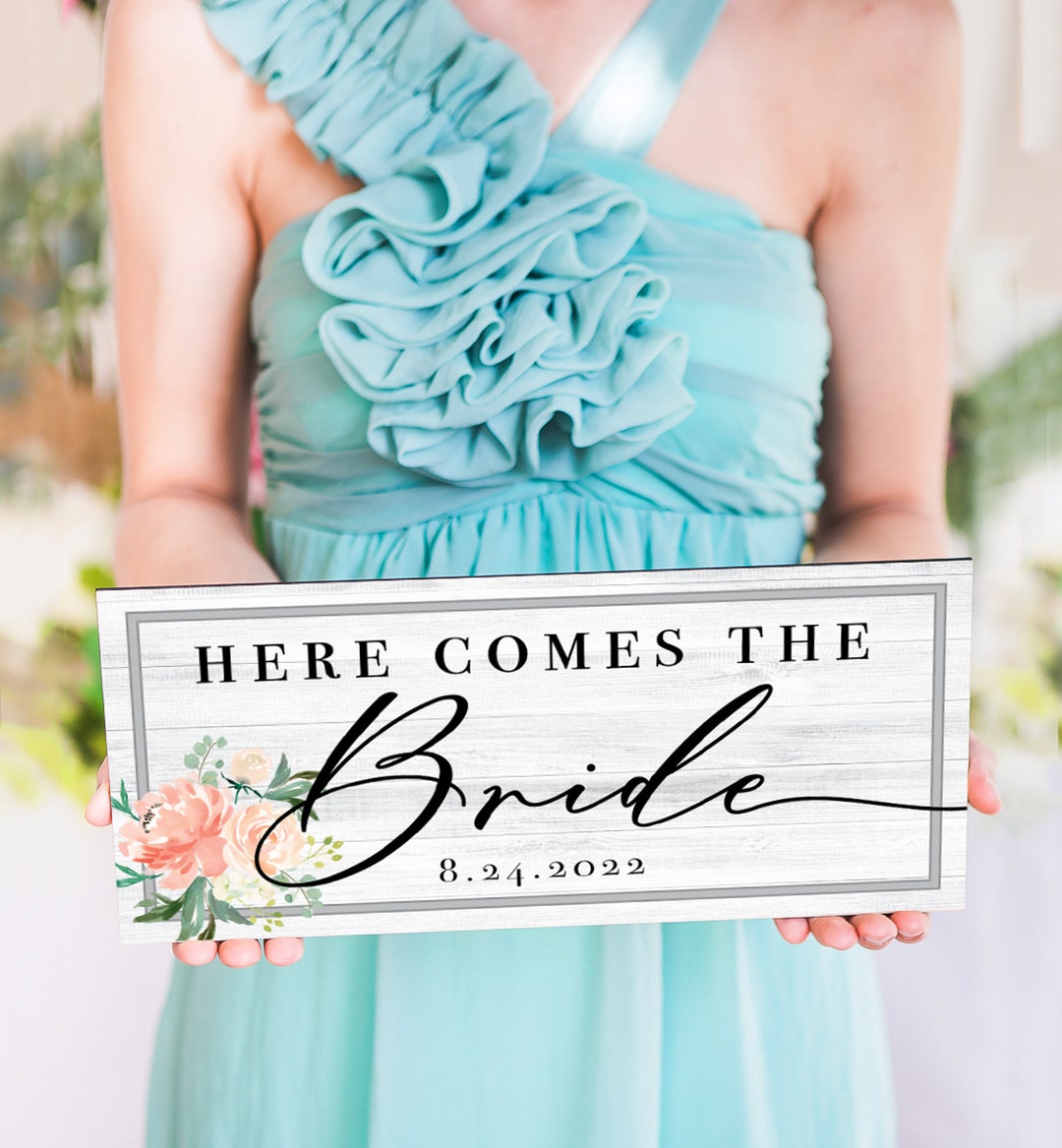 Wedding Aisle Sign for Flower Girl or Ring Bearer Here Comes the Bride ...
