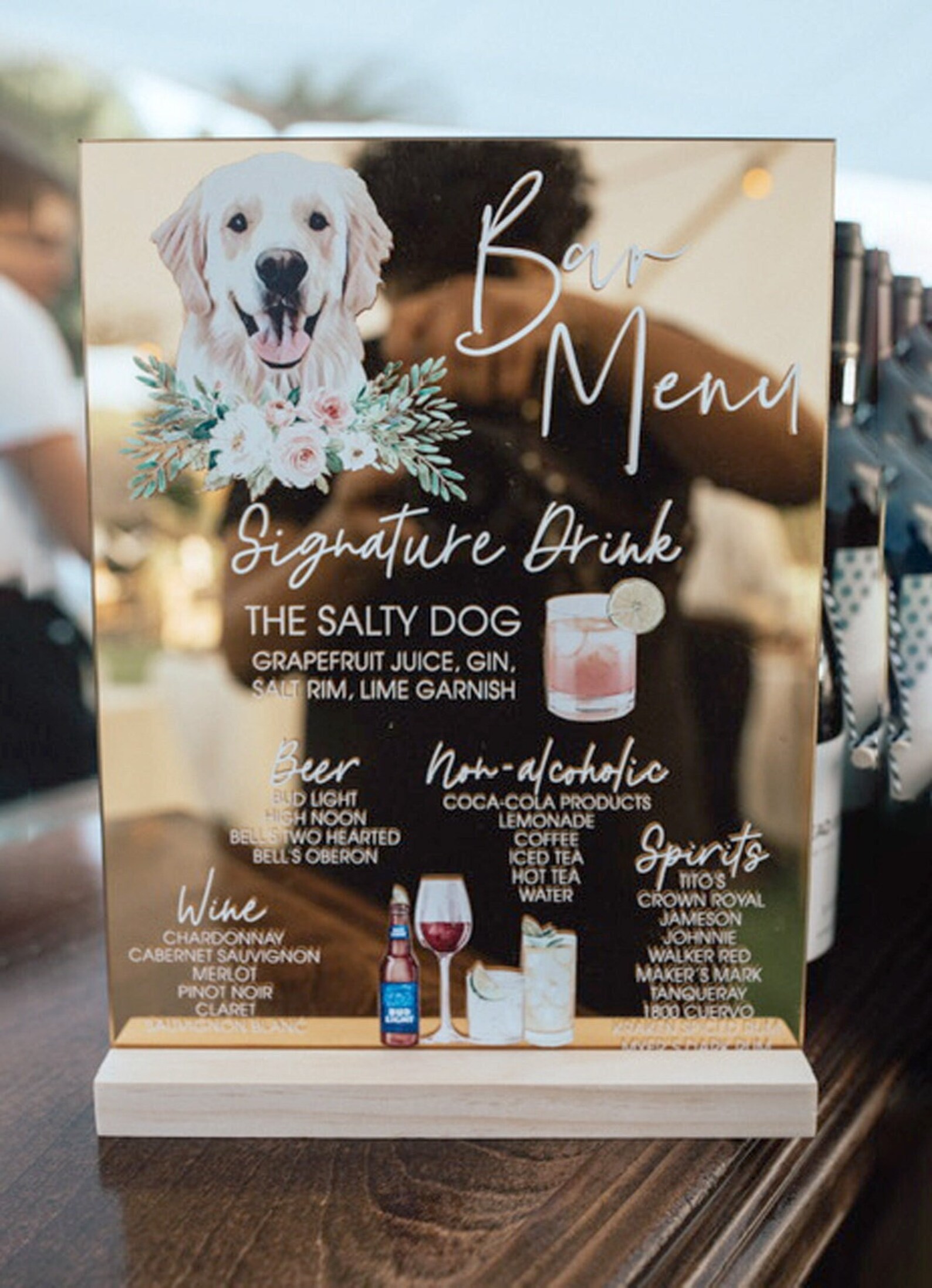 Pet Bar Sign With Custom Pet Portrait, Wedding Bar Sign YOUR Custom Dog ...