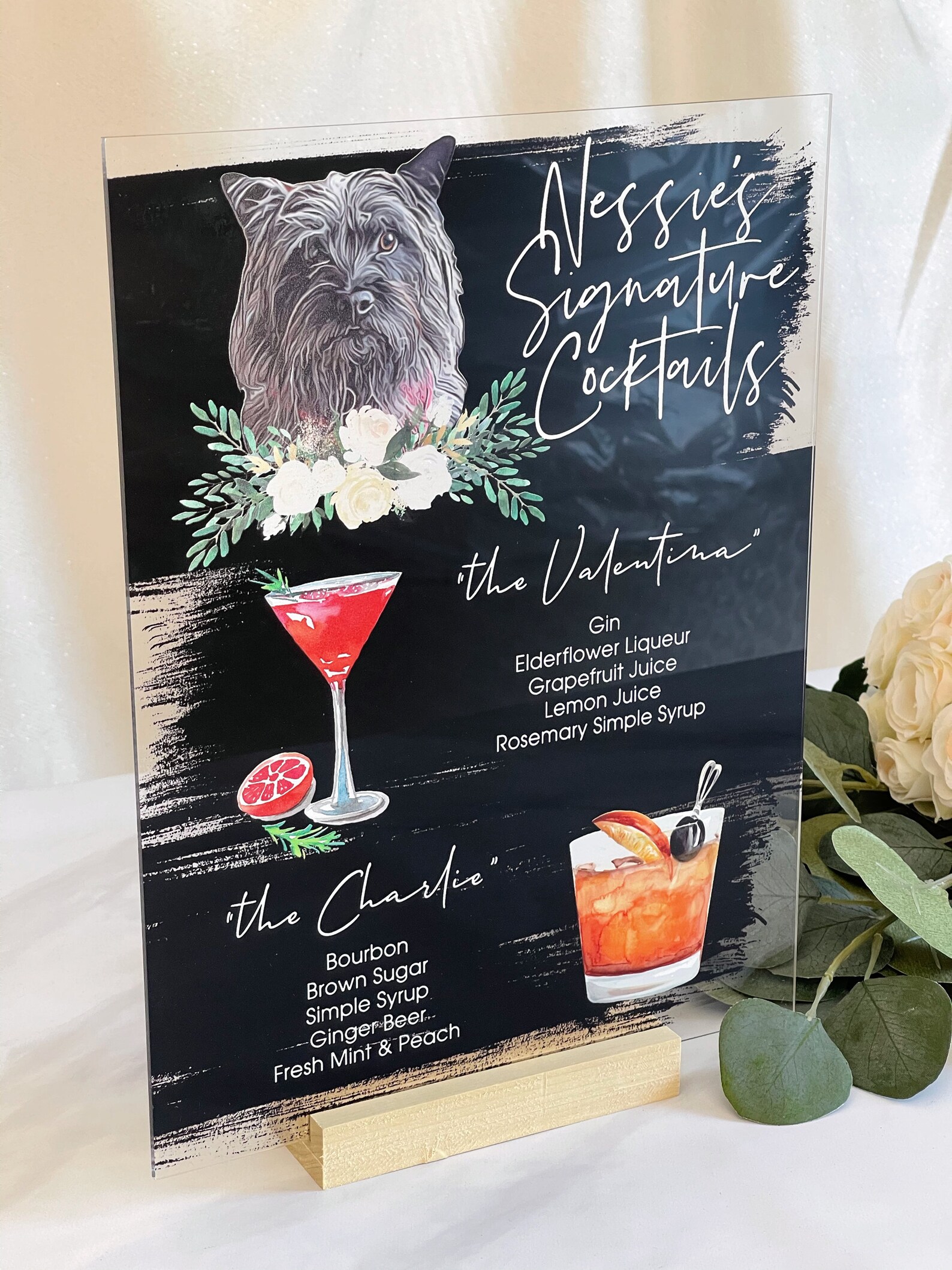 Pet Bar Sign With Custom Pet Portrait, Wedding Bar Sign YOUR Custom Dog ...