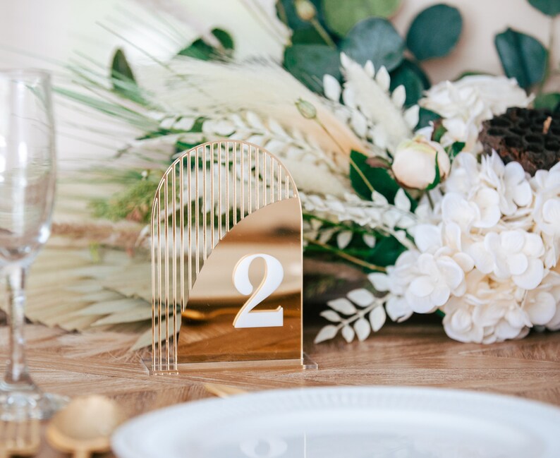 Wedding Gold Arch Table Numbers Wedding Midcentury Modern - Etsy UK