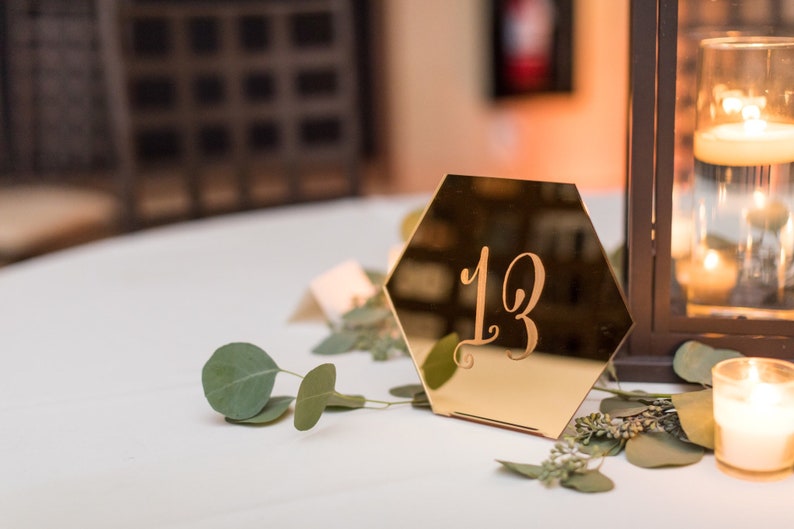 Table Number Signs for Wedding Party Decor Acrylic Gold - Etsy