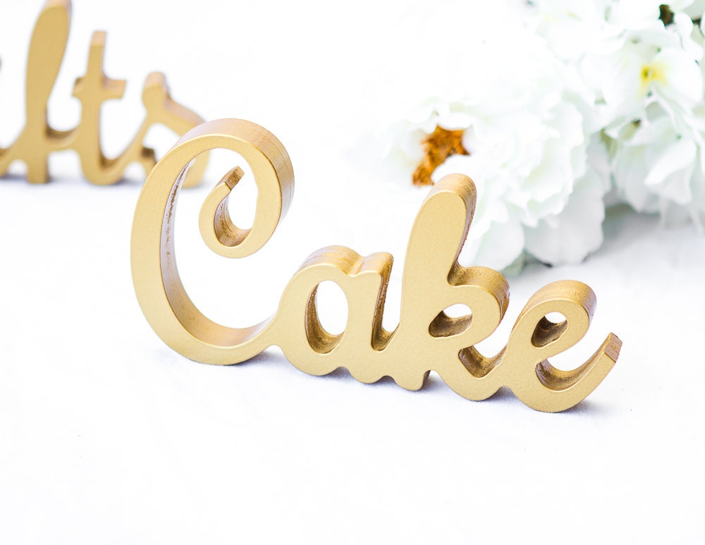 Cake Sign for Wedding Cake Table Gold Metallic Freestanding - Etsy