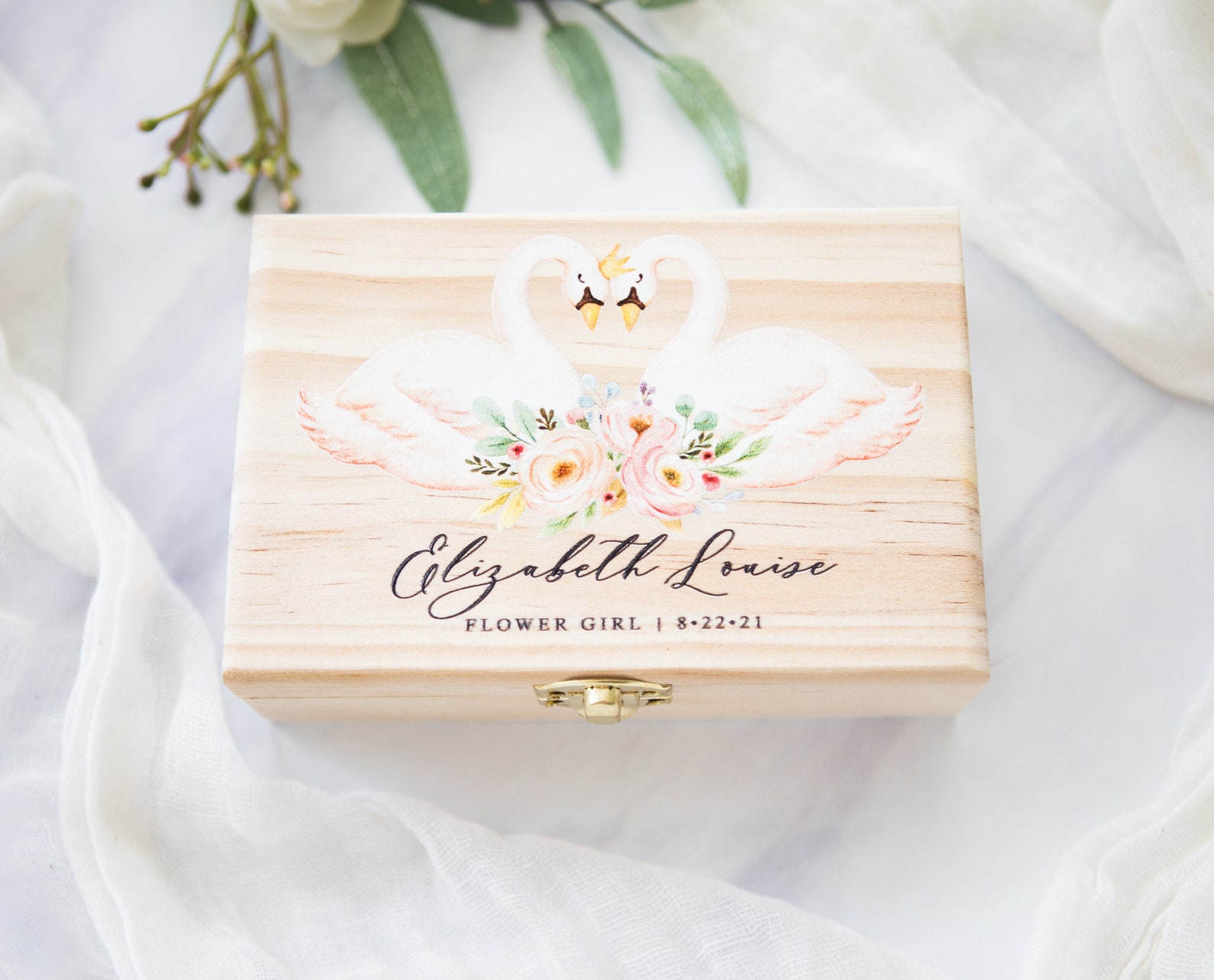 Flower Girl Gift Box Jewelry Box for Wedding Personalized Name, Wooden ...