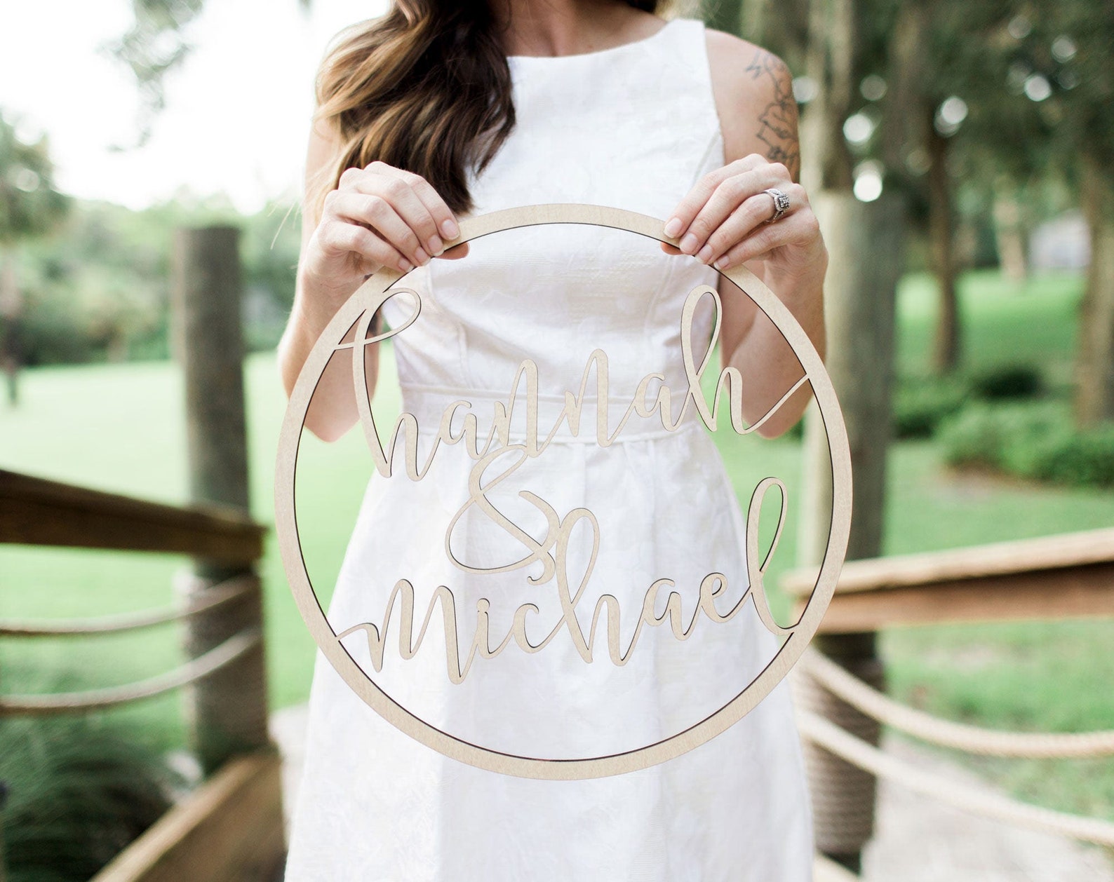 Wedding Ring Sign With Names Personalized Wedding Sign Hoop - Etsy
