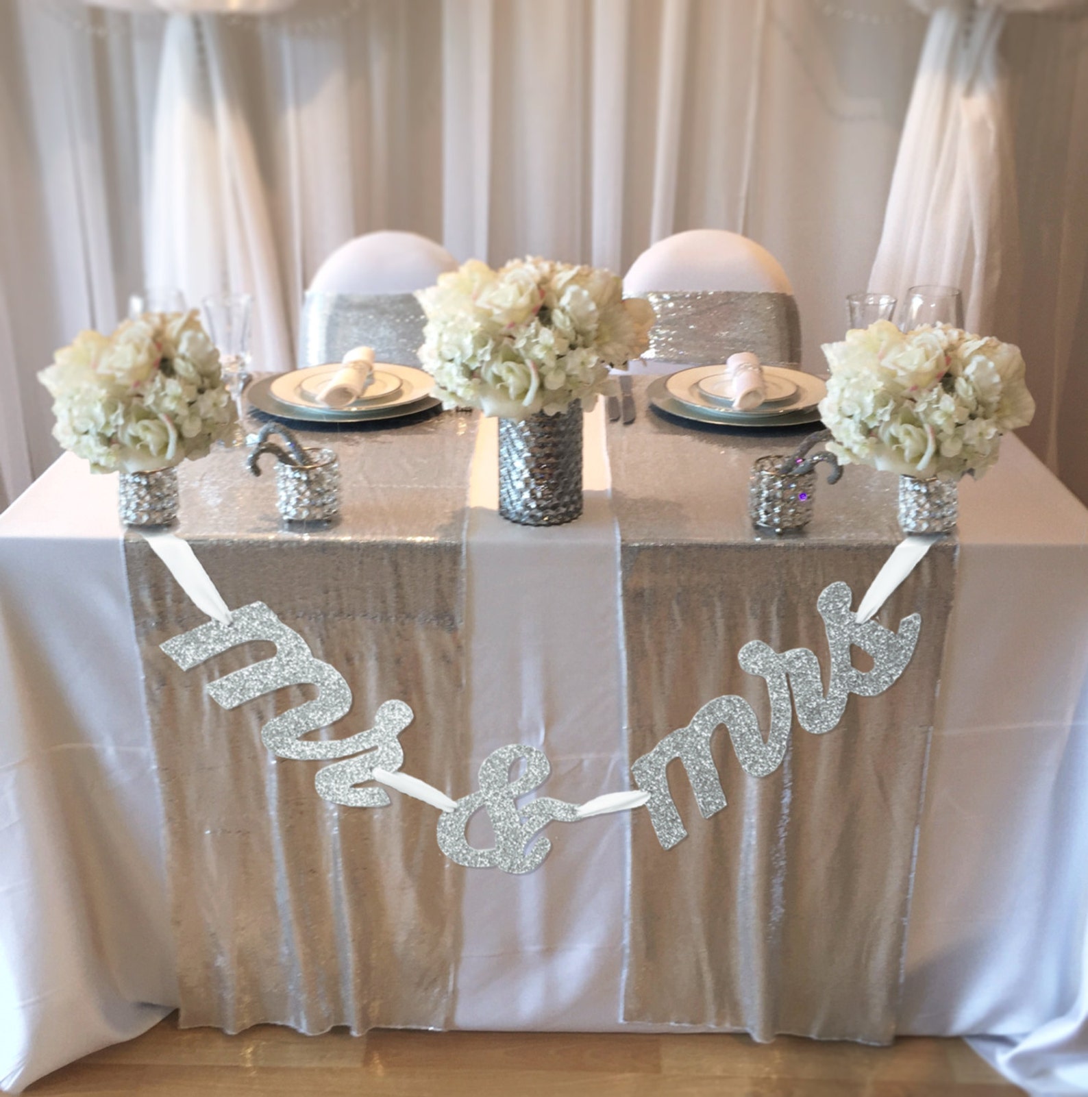 Mr and Mrs Table Banner Signs for Wedding Table Mr and Mrs | Etsy