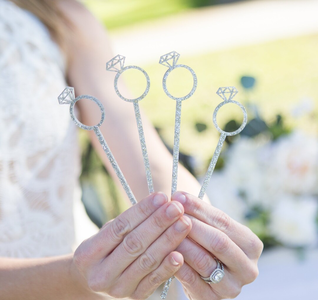 Diamond Ring Stir Sticks, Engagement Bridal Shower Bachelorette Drinks ...