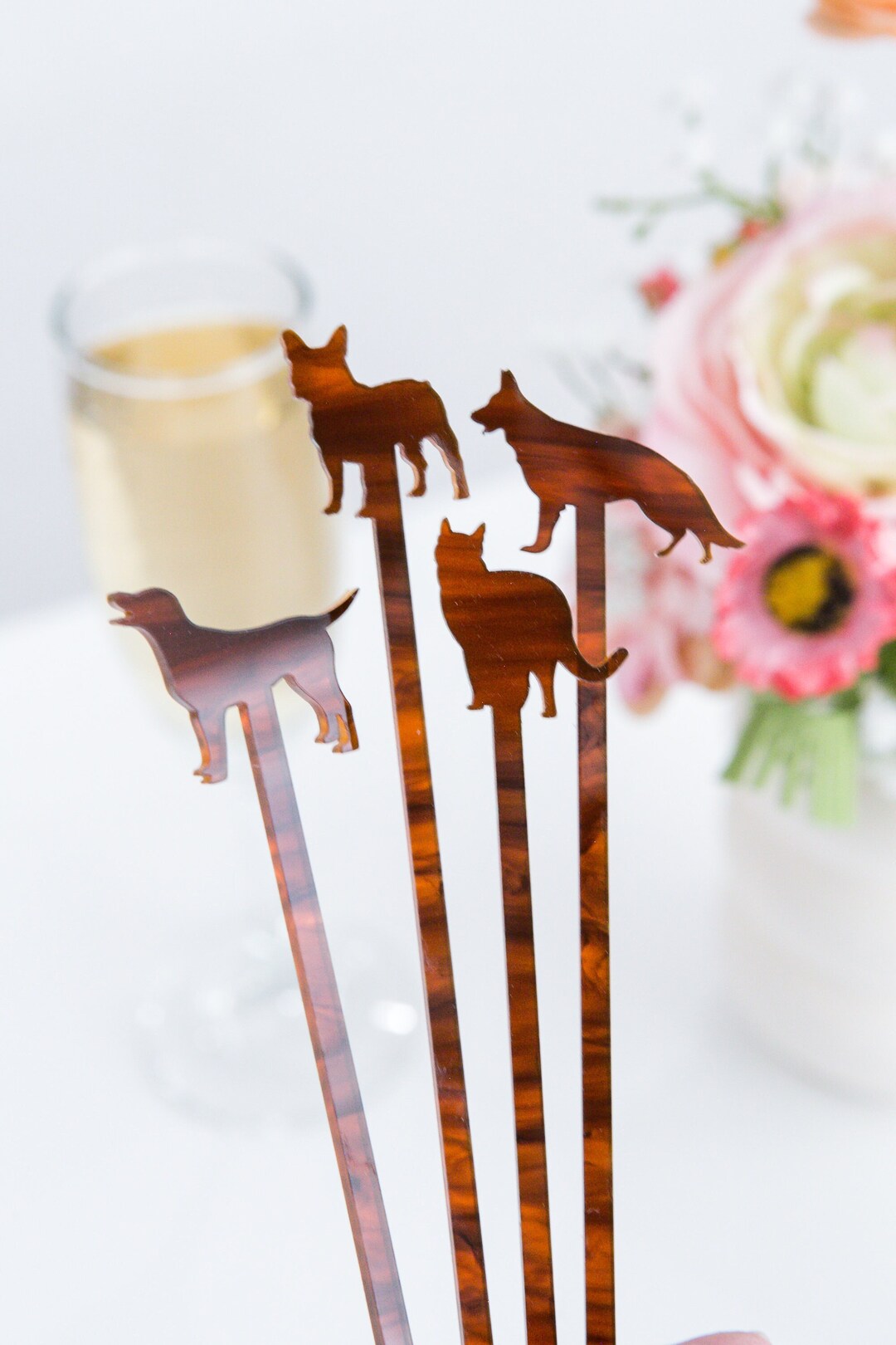12 Pet Dog Cat Stir Sticks Wedding Bar Party Swizzle Stick Dog Breeds ...