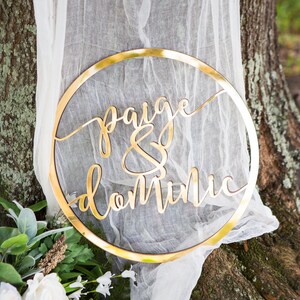 Wedding Ring Sign With Names, Personalized Wedding Sign Hoop Style ...