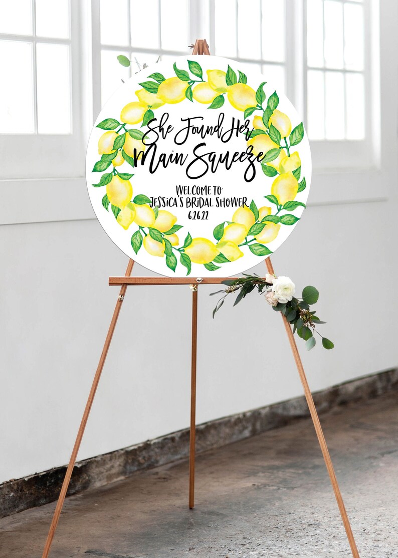 Bridal Shower Welcome Sign Lemon Theme Main Squeeze Round | Etsy