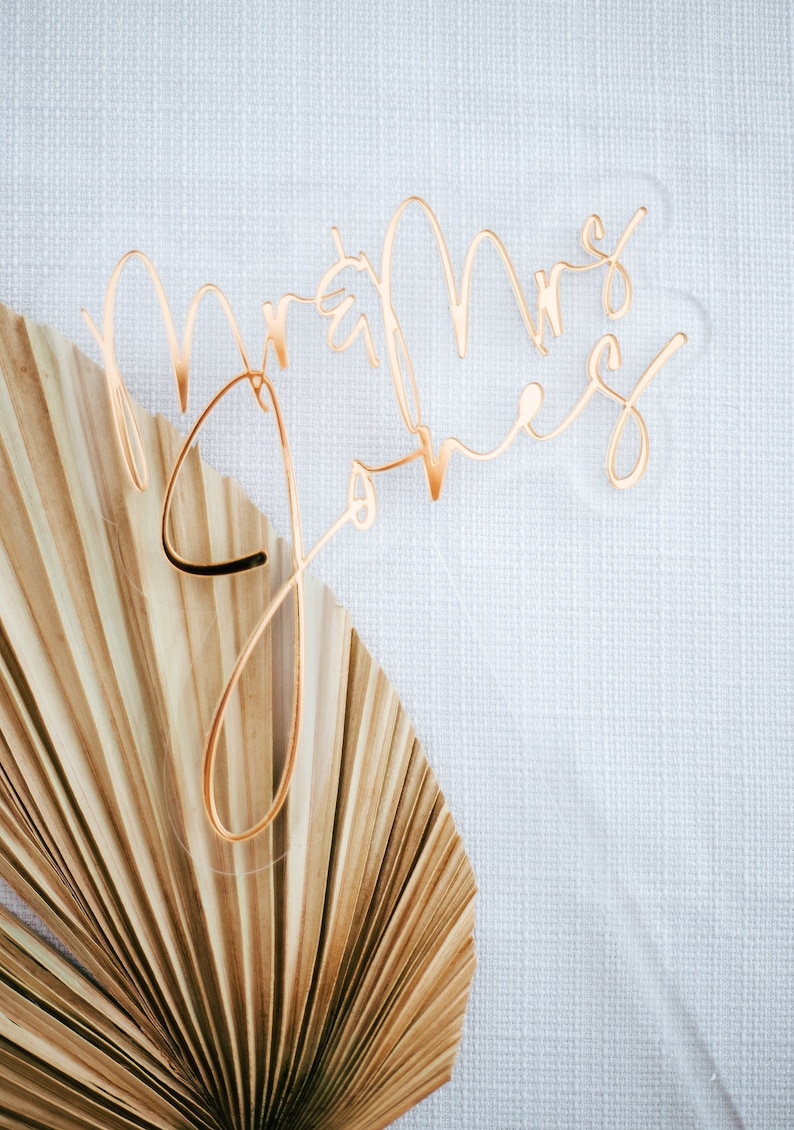 Wedding Cake Topper Name Cake Topper Last Name Gold Clear - Etsy