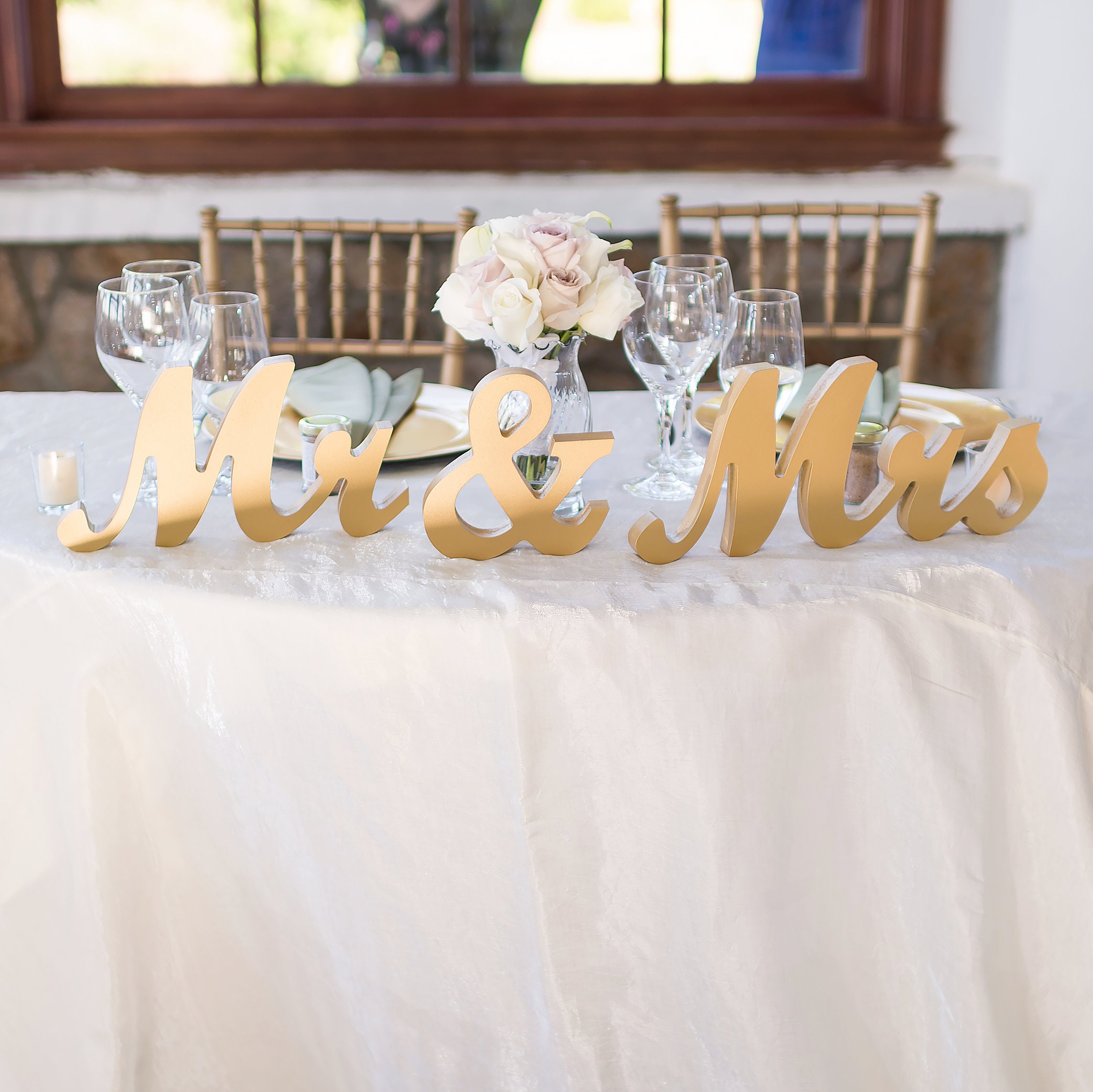 Gold Mr and Mrs Sign Wedding Sweetheart Table Decor Mr & Mrs | Etsy