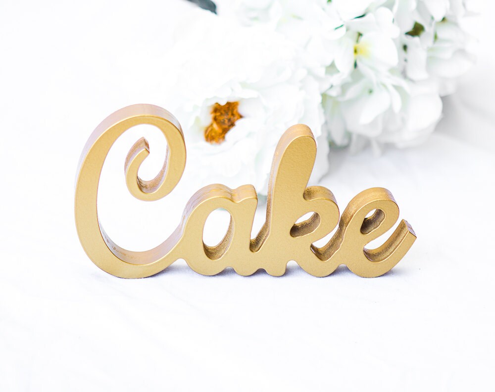 Cake Sign for Wedding Cake Table Gold Metallic Freestanding - Etsy