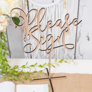 Guest Book Table Sign please Sign Standing in Gold or DIY Wedding Sign ...