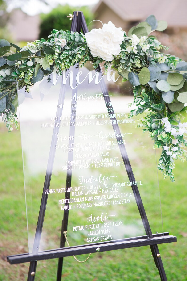 Custom Wedding Menu Sign Clear Painted for Wedding Display - Etsy