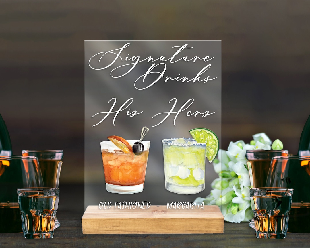 Drink Menu Sign for Wedding or Party Bar Sign, Signature Drinks Wedding ...