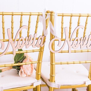 Novia and Novio Chair Signs for Wedding, Hanging Chair Signs Wooden ...