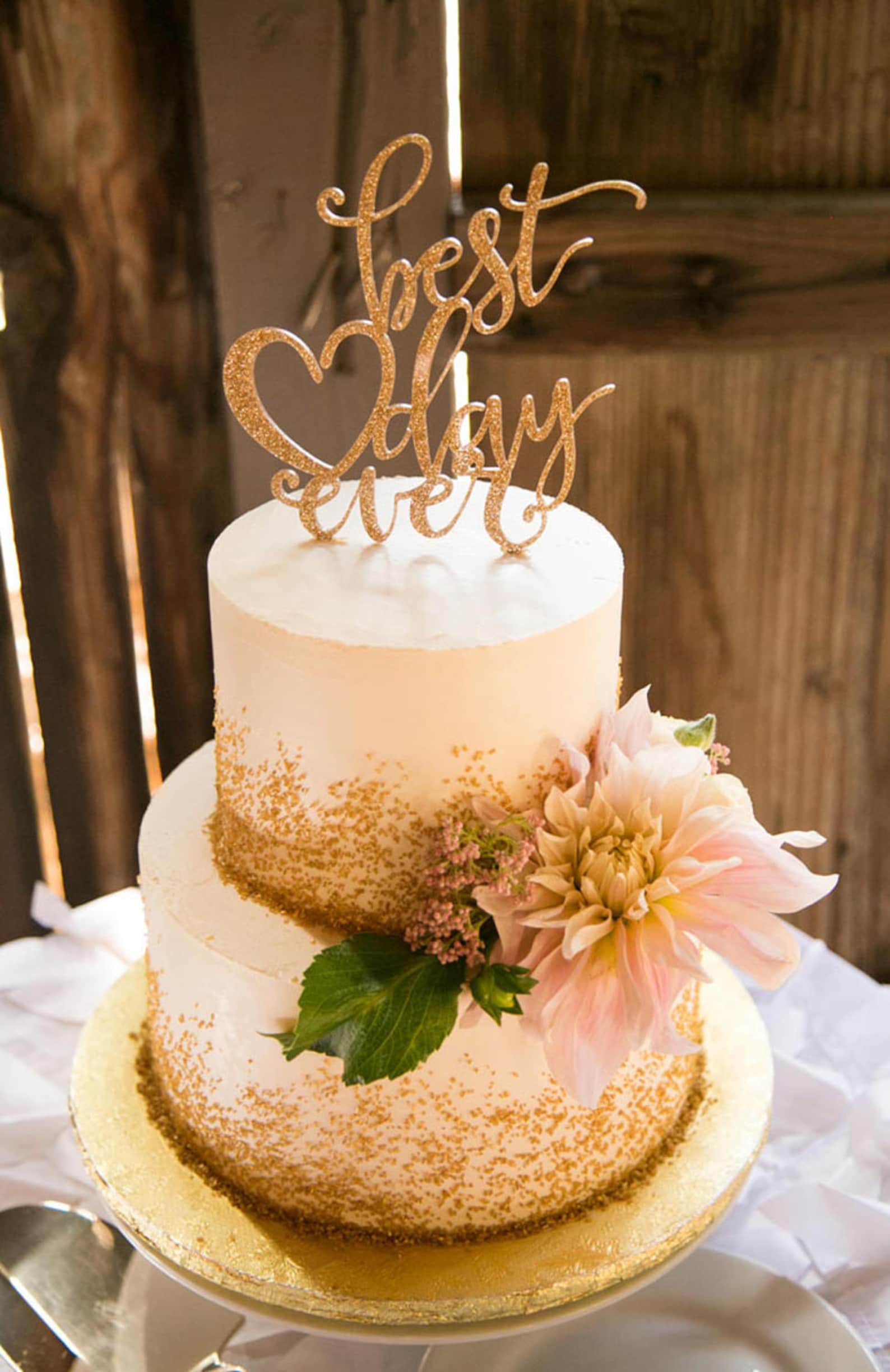 Wedding Cake Topper Best Day Ever Floating Topper Glitter - Etsy