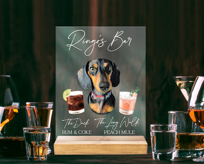 Dog Drink Wedding Sign Bar Menu Custom Pet Painting Dog Bar - Etsy
