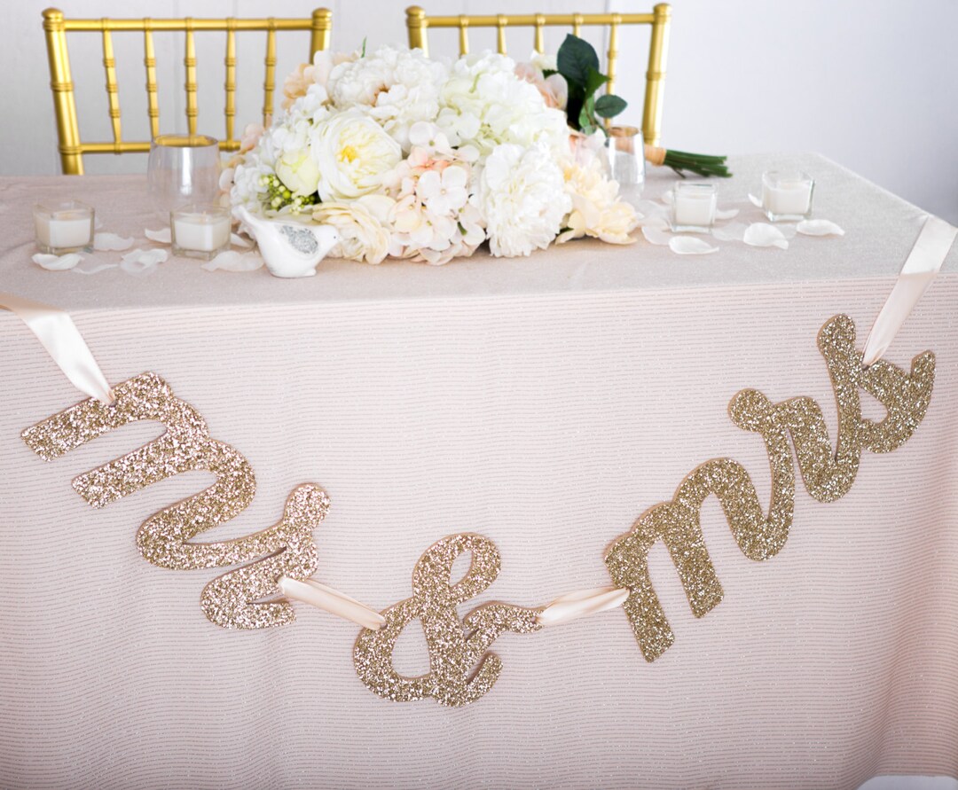 Mr and Mrs Table Banner Signs for Wedding Table, Mr and Mrs Letters, Mr ...