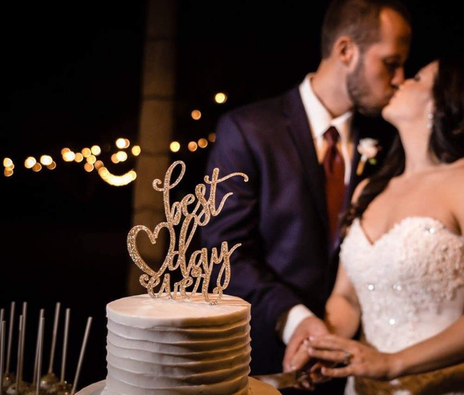 Wedding Cake Topper Best Day Ever Floating Topper Glitter | Etsy
