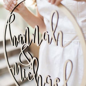 Wedding Ring Sign With Names, Personalized Wedding Sign Hoop Style ...