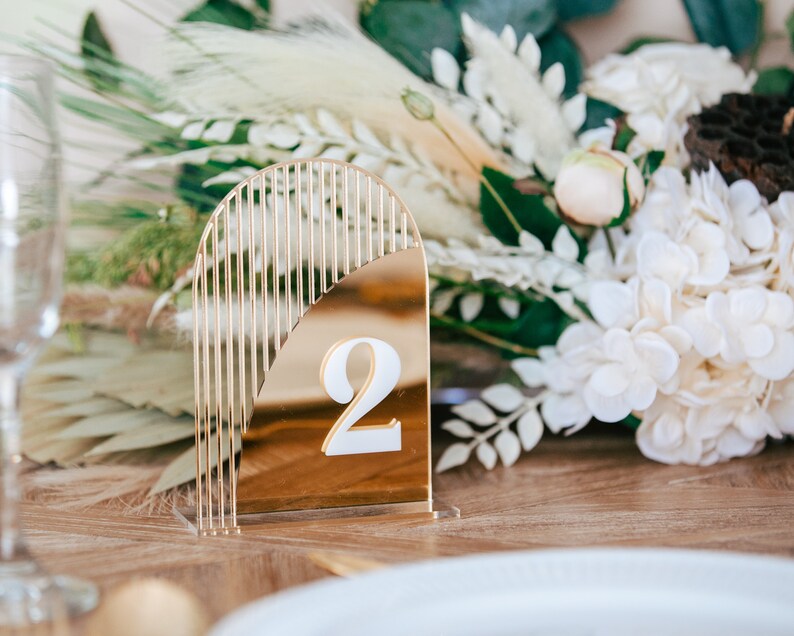 Wedding Gold Arch Table Numbers Wedding Midcentury Modern - Etsy UK
