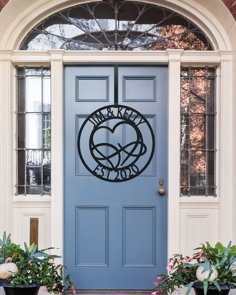 Couples Gift Front Door Sign Monogram Family Name Decoration - Etsy