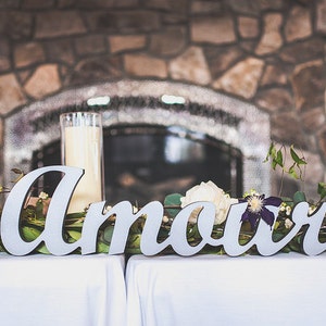 Amore Wedding Sign for Table Decor Freestanding Wooden Block | Etsy